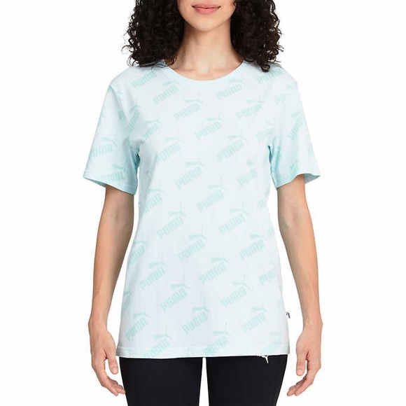 Puma | Tops | Puma Ultra Boyfriend Light Blue Printed Logo Tee Shirt ...